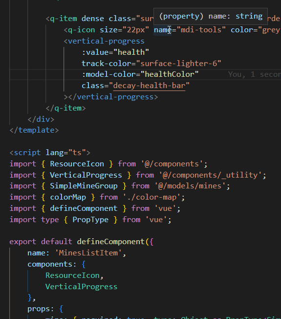 Defining components on a component breaks component intellisense and Go To Definition in ...