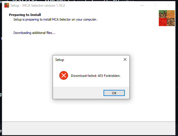 Download failed: 403 Forbidden?????! · Issue #432 · Querz/mcaselector · GitHub