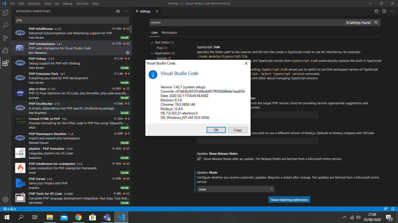 We cannot connect to the Extension Marketplace - Failed to load resource: net::ERR_PROXY ...