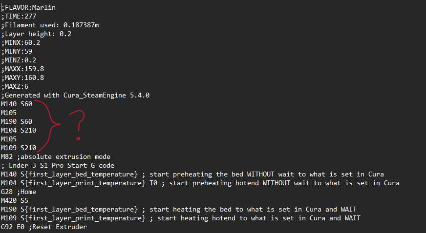 Cura adds weird temp settings before my start-code. · Issue #16223 · Ultimaker/Cura · GitHub