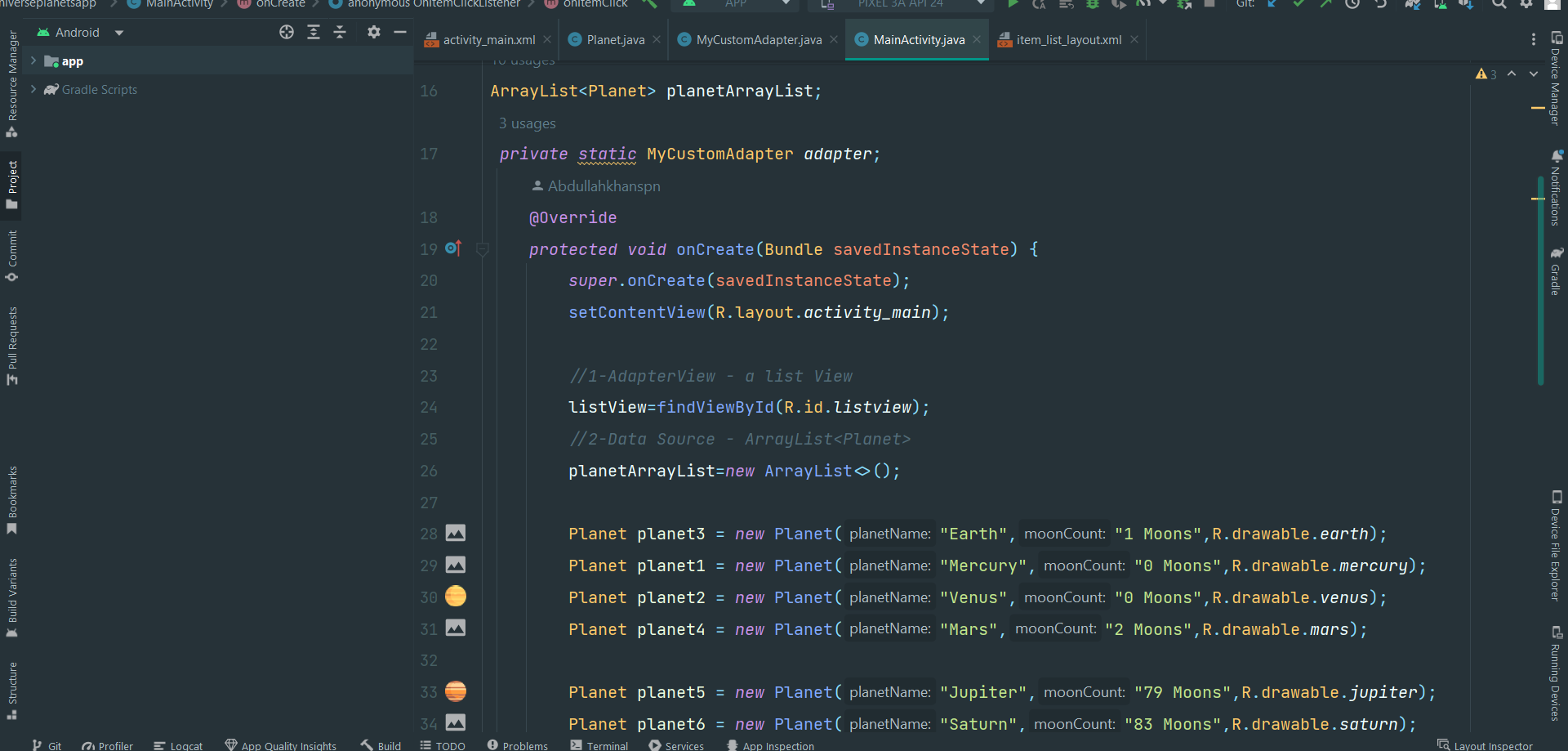 GitHub - Abdullahkhanspn/UniversePlanets_App: This is my sixth android app i made using android ...