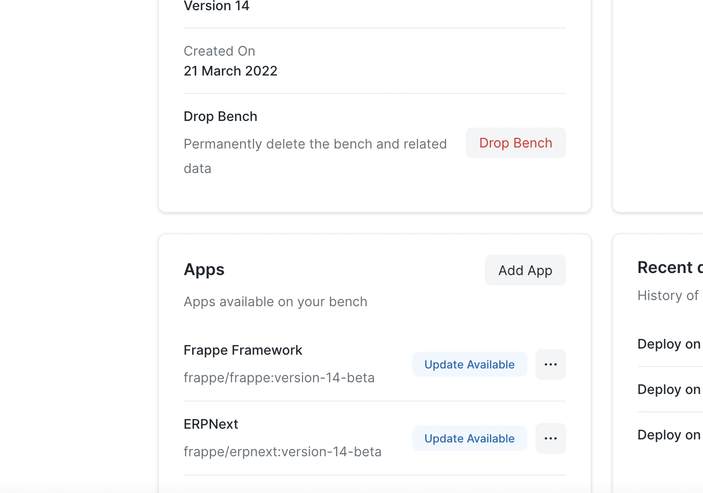 Move apps in Bench view to a new tab · Issue #474 · frappe/press · GitHub