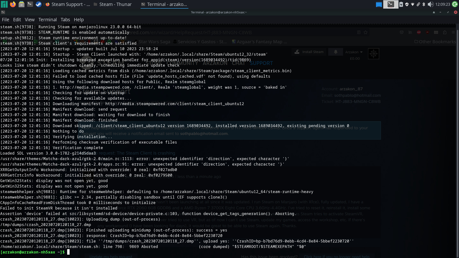 [Manjaro] Steam crashes on Startup due to SteamVR · Issue #9885 · ValveSoftware/steam-for-linux ...
