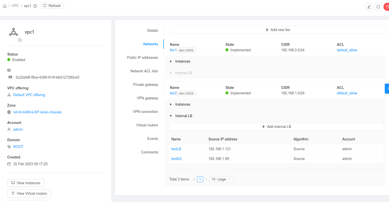 ListInternalLoadBalancerVMs api call is not working and also the ui doesn't list the internal lb ...