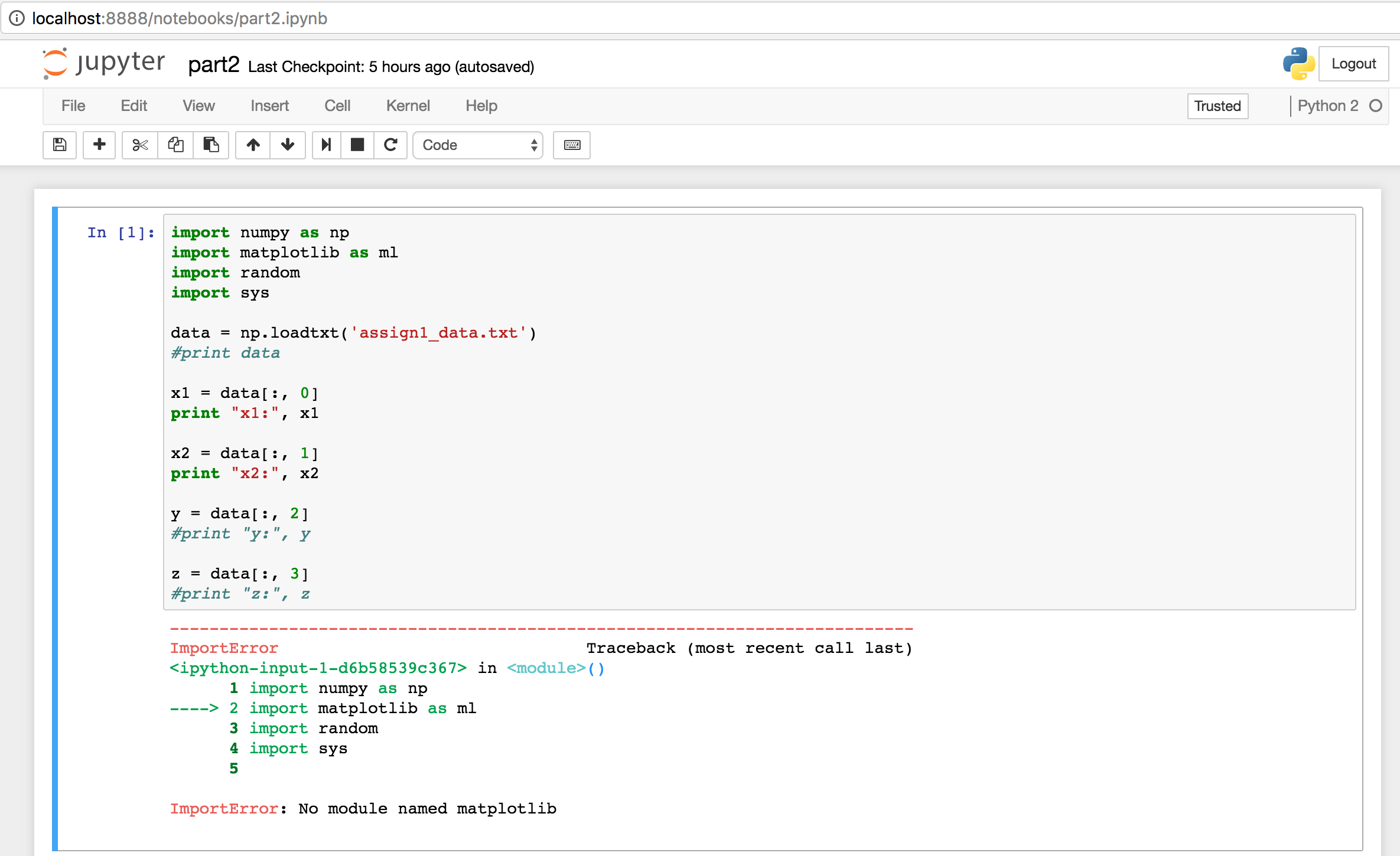 ImportError: No module named matplotlib · Issue #1 · bryanbocao/neuralnets-deeplearning · GitHub