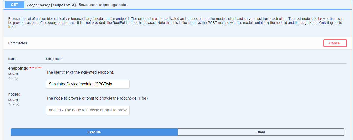 OPC-Twin-Service v2 Swagger's "Try it out" it's working? · Issue #1483 · Azure/Industrial-IoT ...