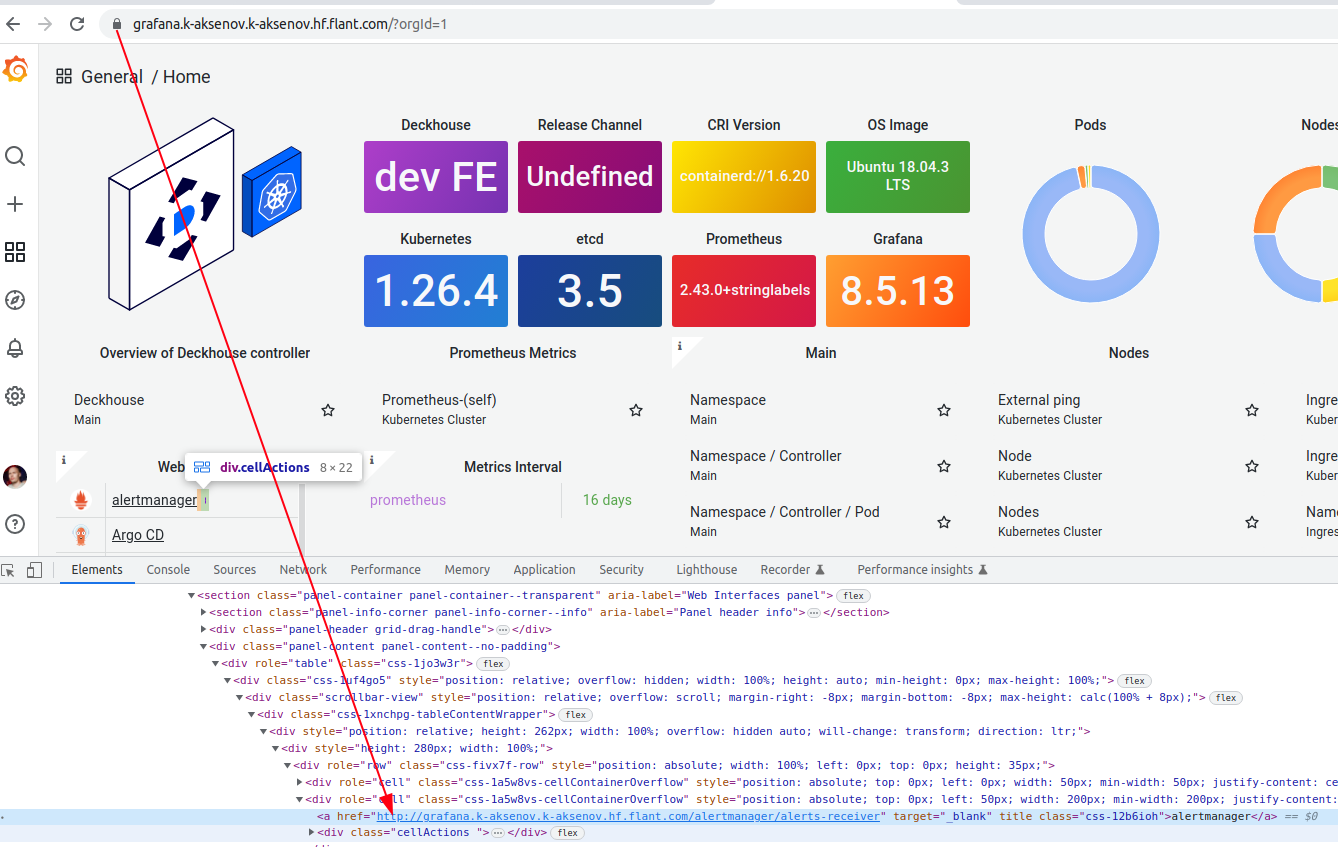 [monitoring] Set appropriate protocol for links on grafana start page in "Web Interfaces ...