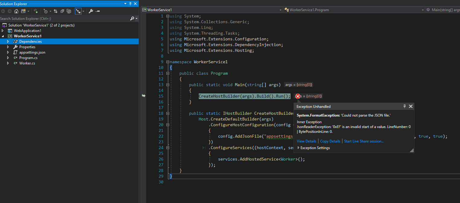 Could Not Parse The JSON File Issue 3739 Dotnet core GitHub
