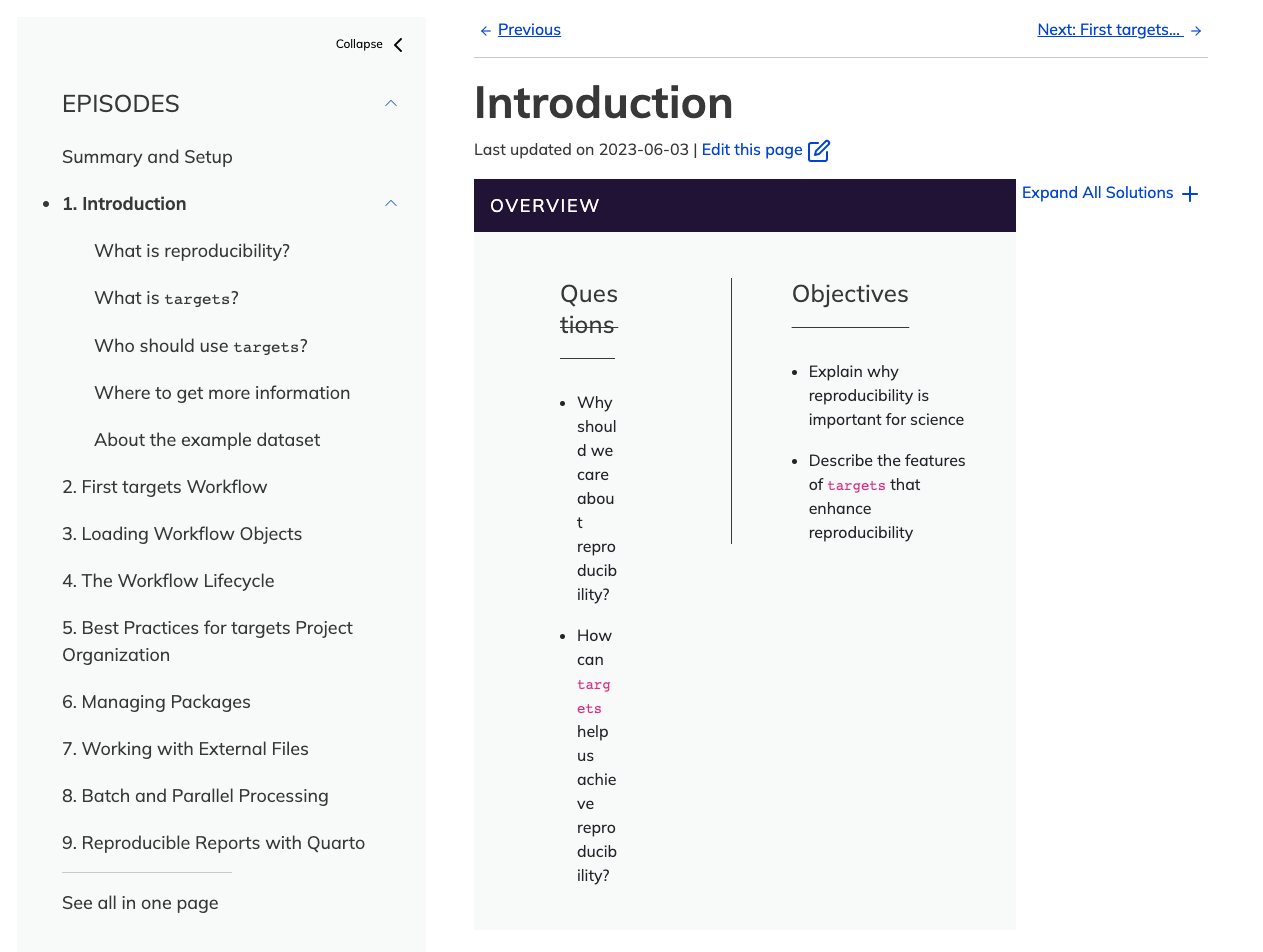 Improve readability of the Episode overview · Issue #57 · carpentries/workbench · GitHub