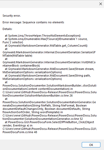 Error when generating documentation against a Dataverse solution · Issue #123 · modery/PowerDocu ...
