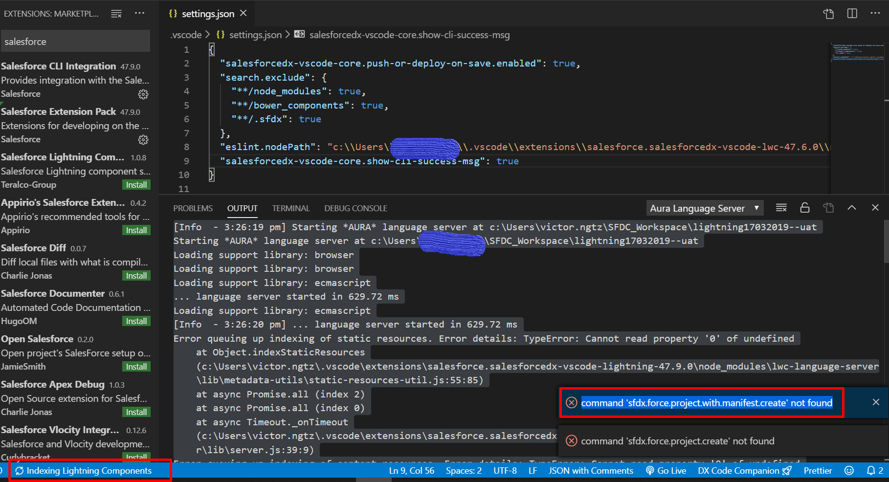 SFDX (Version 47.9.0) functionality totally cannot work on Windows · Issue #1840 · forcedotcom ...