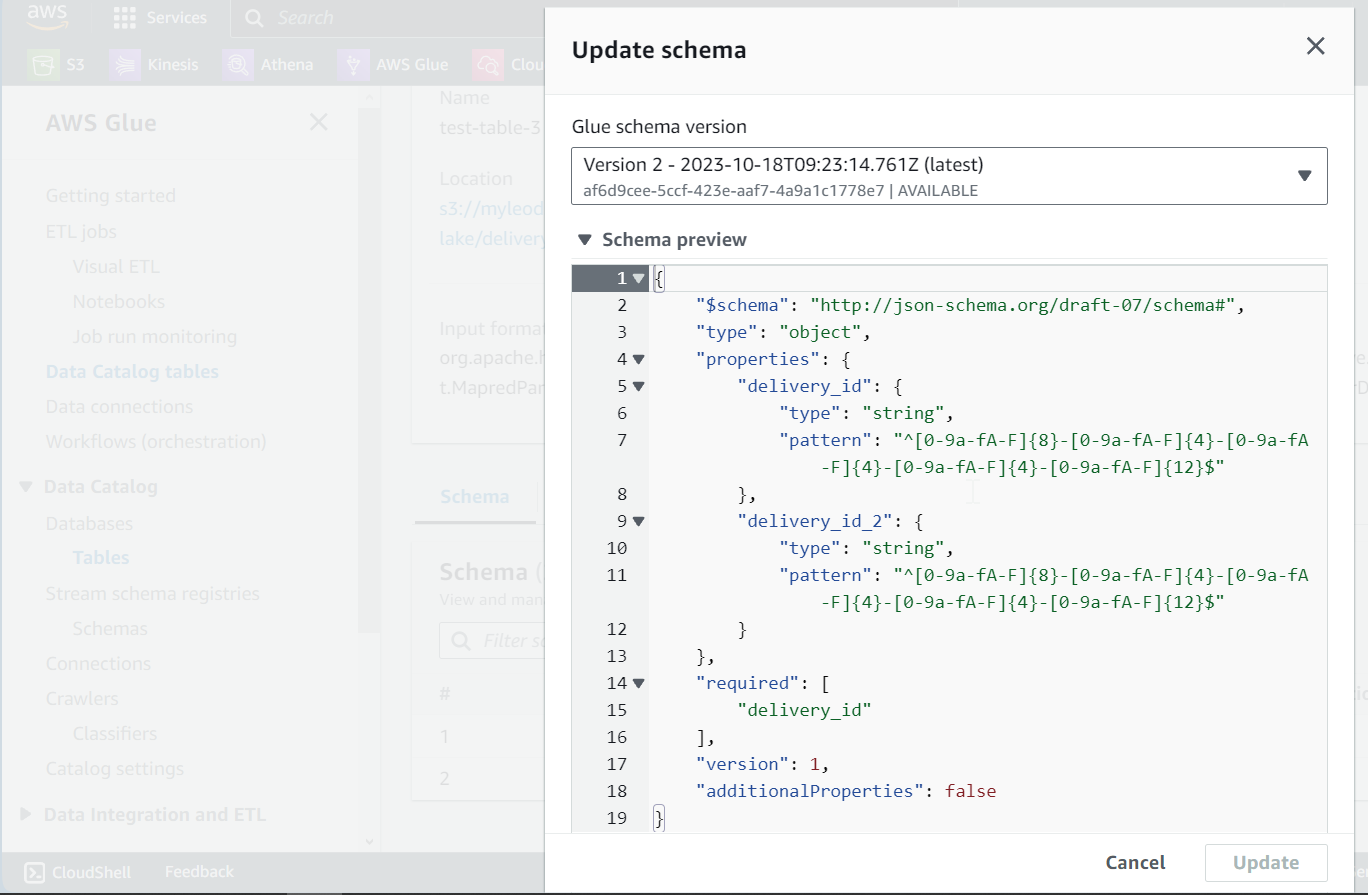 [Bug]: Terraform expects schema_version_id and schema_version_number, but AWS expects only ...