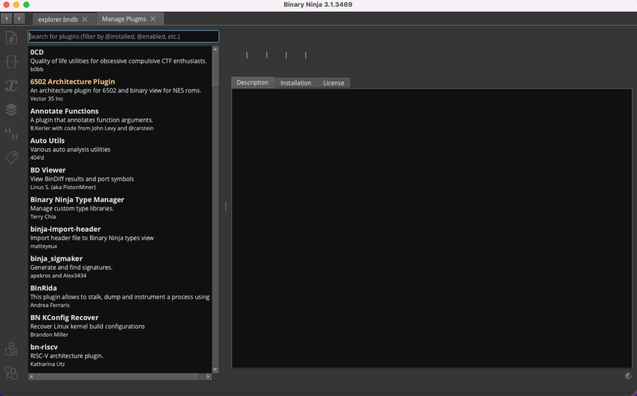 plugin manager first launch should select a plugin · Issue #3150 · Vector35/binaryninja-api · GitHub