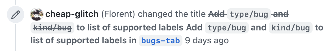 Display title changes events as diffs · Issue #5657 · refined-github/refined-github · GitHub