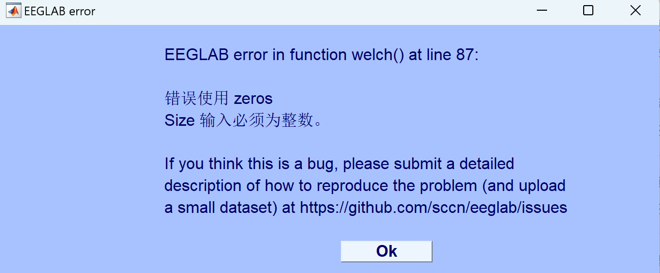 Welch At Line 87 Incorrect Use Of Zeros The Value Of Size Must Be An Integer · Issue 690