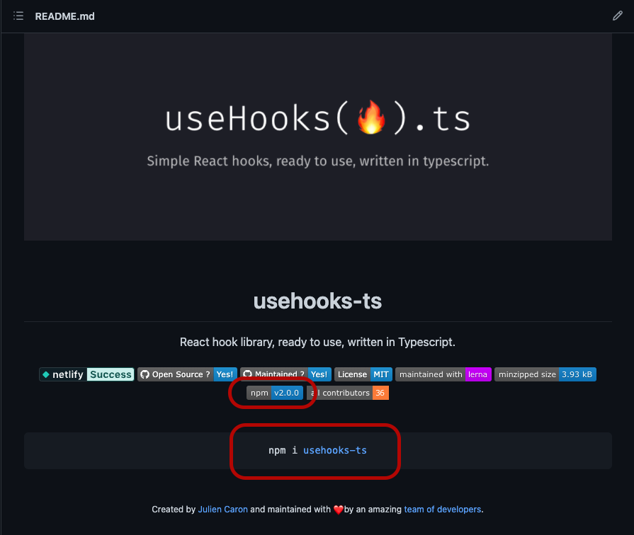 Please add installation instruction · Issue #15 · juliencrn/usehooks-ts · GitHub