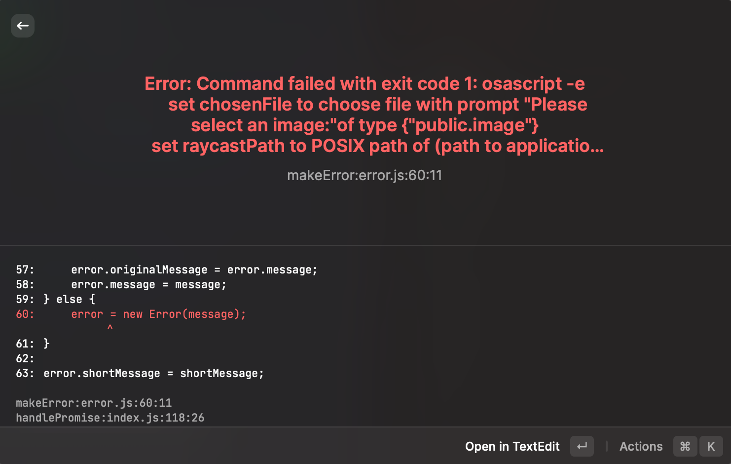 Handling error/cancel in Action$.SelectFile · Issue #3 · FezVrasta/raycast-toolkit · GitHub