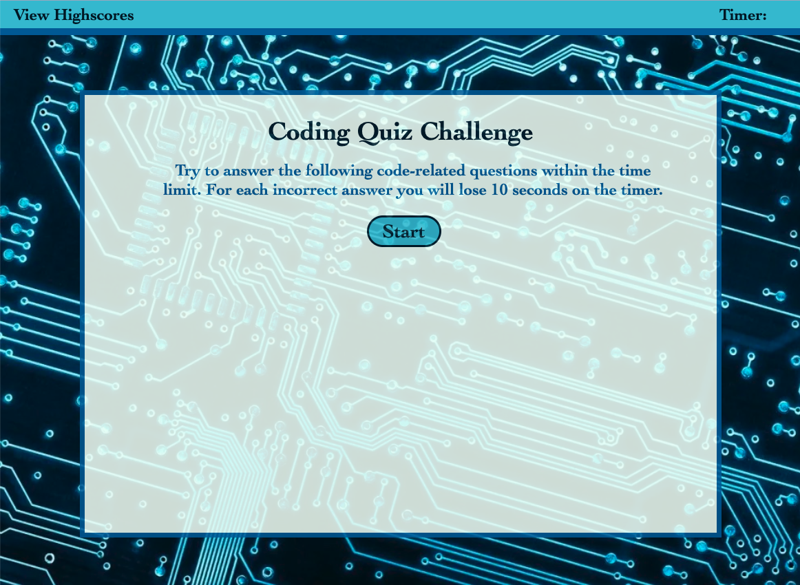 GitHub - kwubbenhorst/coding-assessment-quiz: A timed multiple choice quiz, of the kind ...