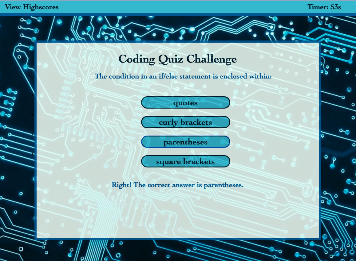 GitHub - kwubbenhorst/coding-assessment-quiz: A timed multiple choice quiz, of the kind ...