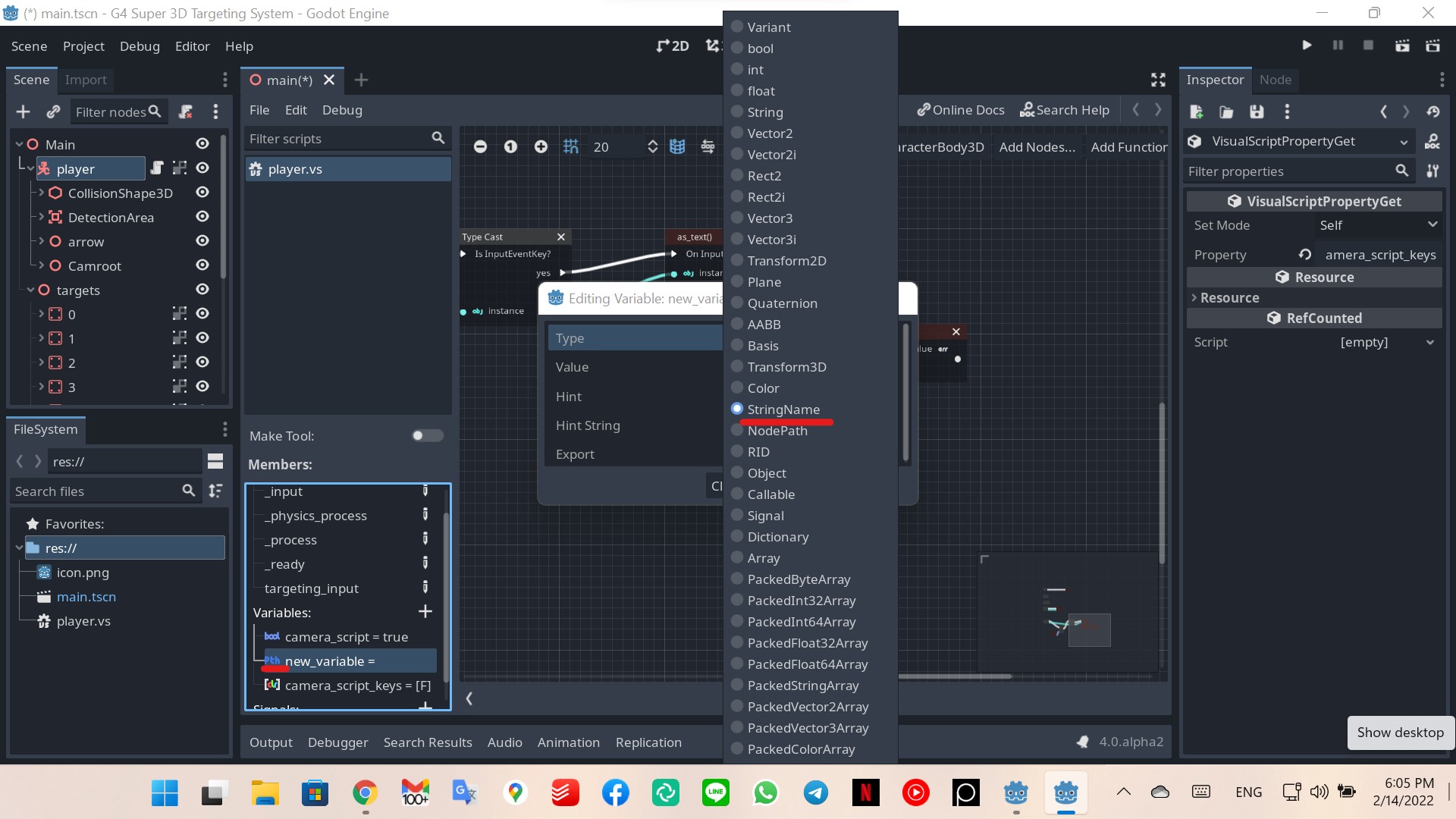 Godot 4 Visual Script Shows Variable Type Icon Incorrectly In The 