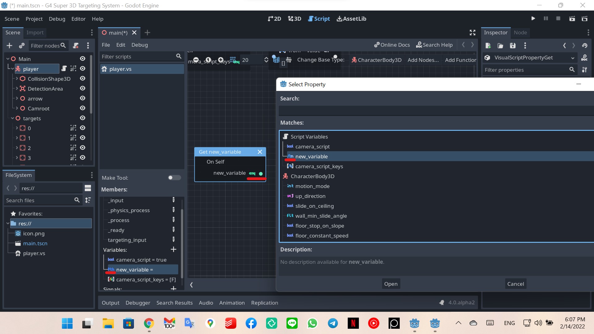 Godot 4 Visual Script Shows Variable Type Icon Incorrectly In The 