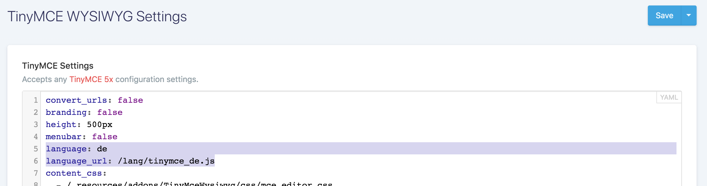 Change language · Issue #7 · SoleGraphics/Statamic-TinyMCE-Field-Type · GitHub