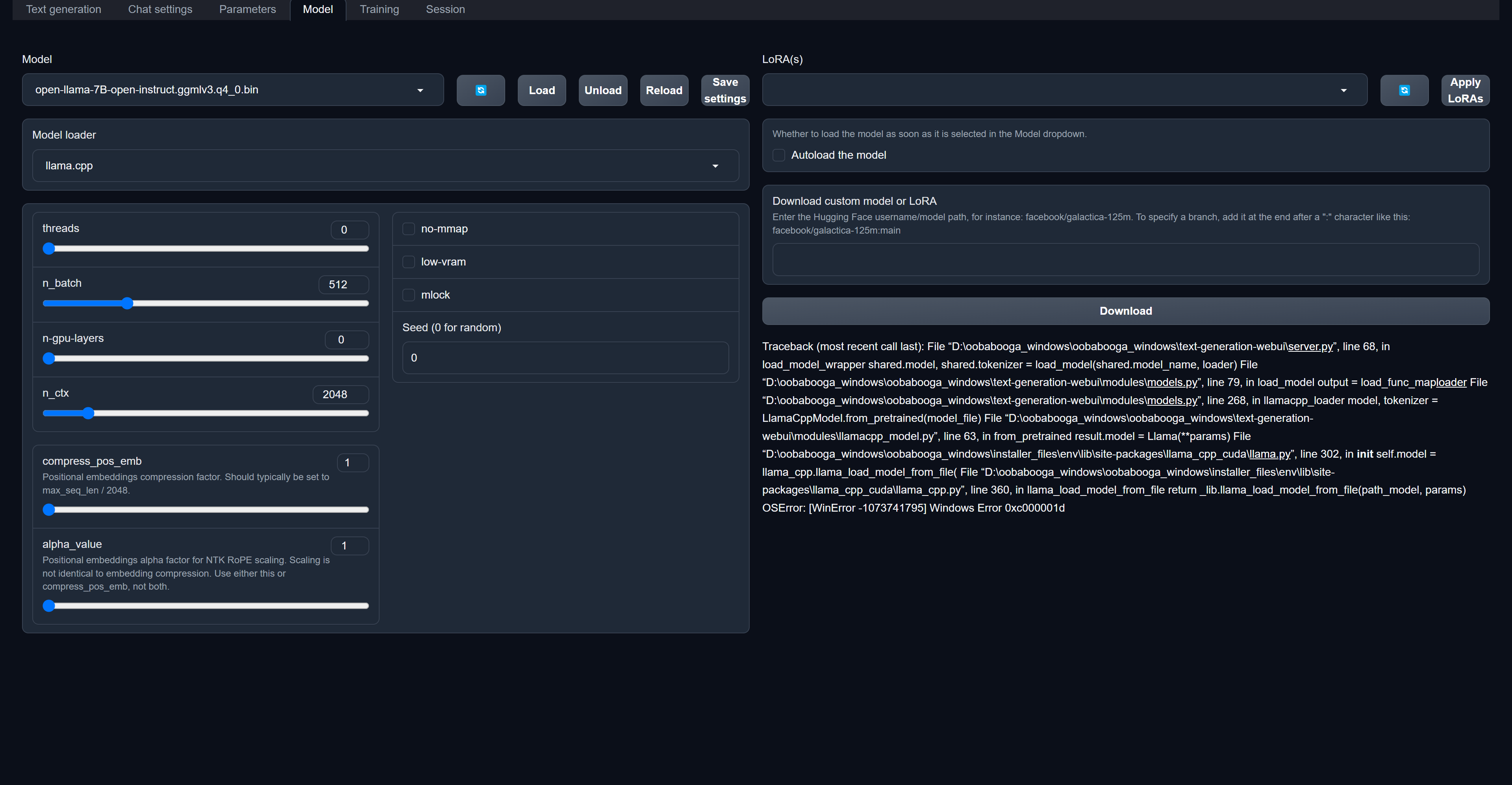 model cant load · Issue #3276 · oobabooga/text-generation-webui · GitHub