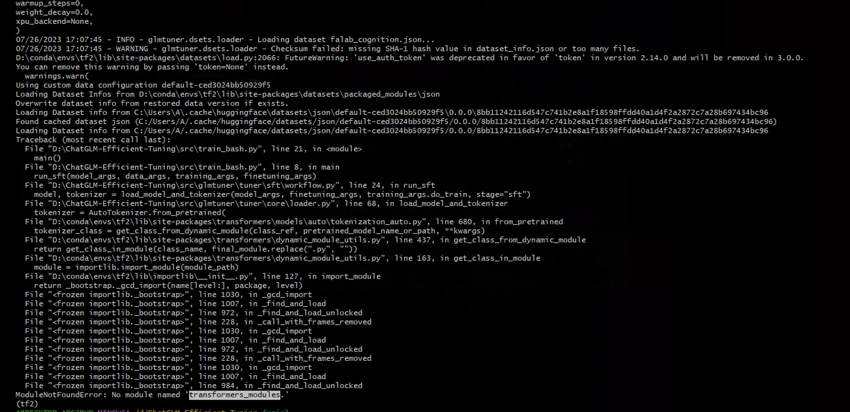 transformers版本是4.29.1 每次训练的时候 就报这个错 下述是脚本 是少了什么么 · Issue #351 · hiyouga ...