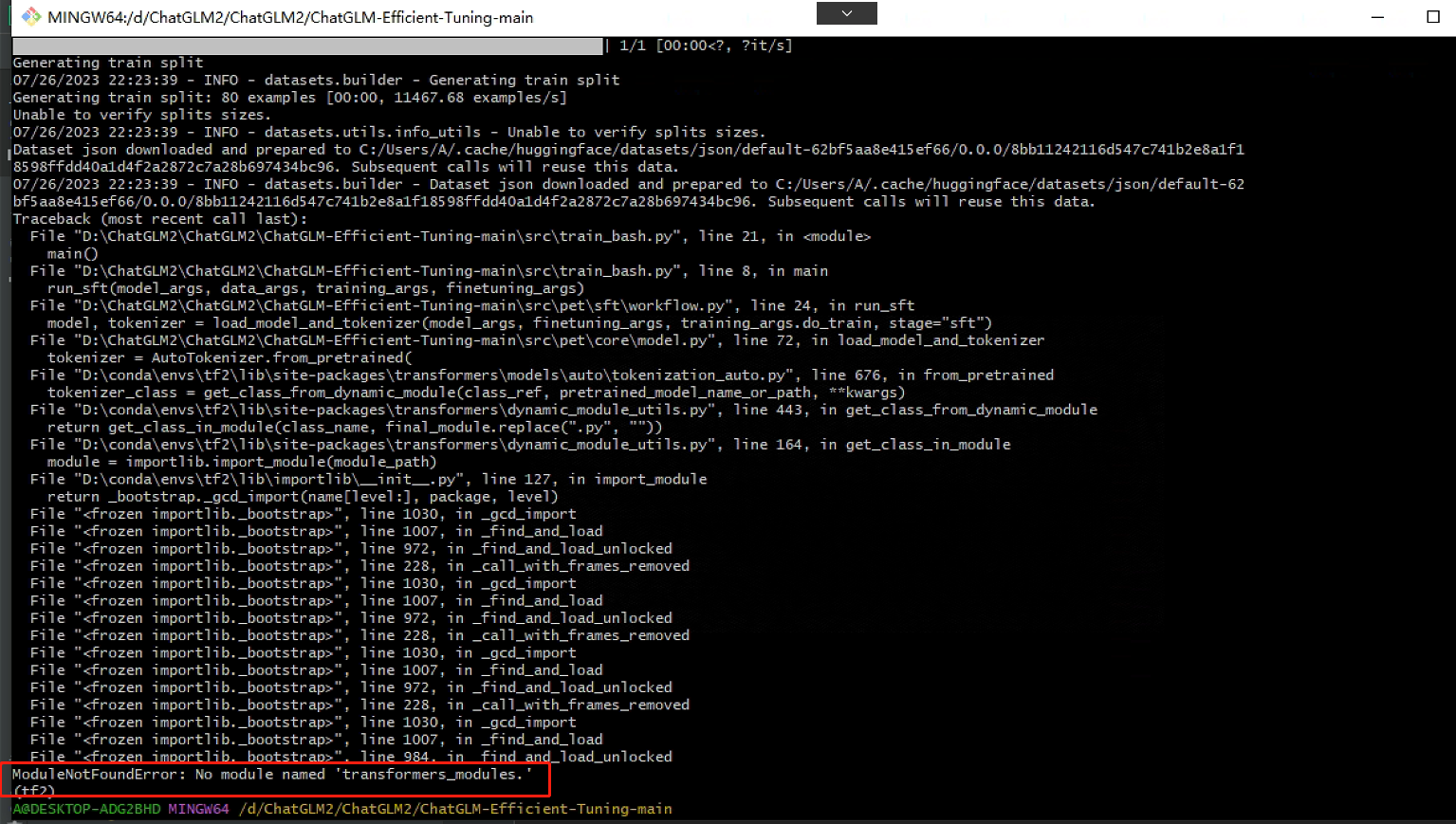 Modulenotfounderror No Module Named Transformersmodules 遇到这个bug · Issue 355 · Hiyouga
