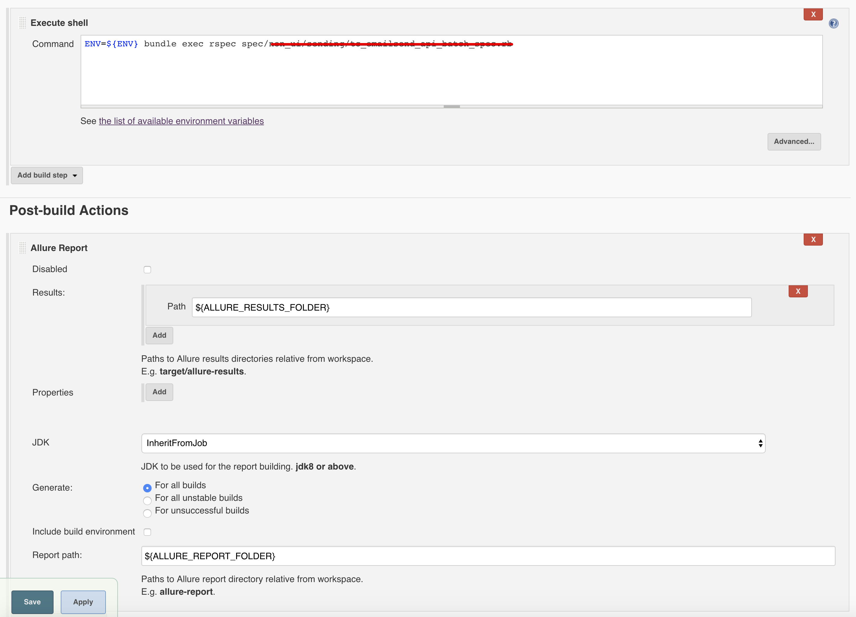 Allure Report Path Value In Jenkins Post build Action Can t Be An 