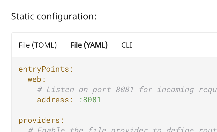 Changing view in docs from TOML to YAML should reflect for all ...
