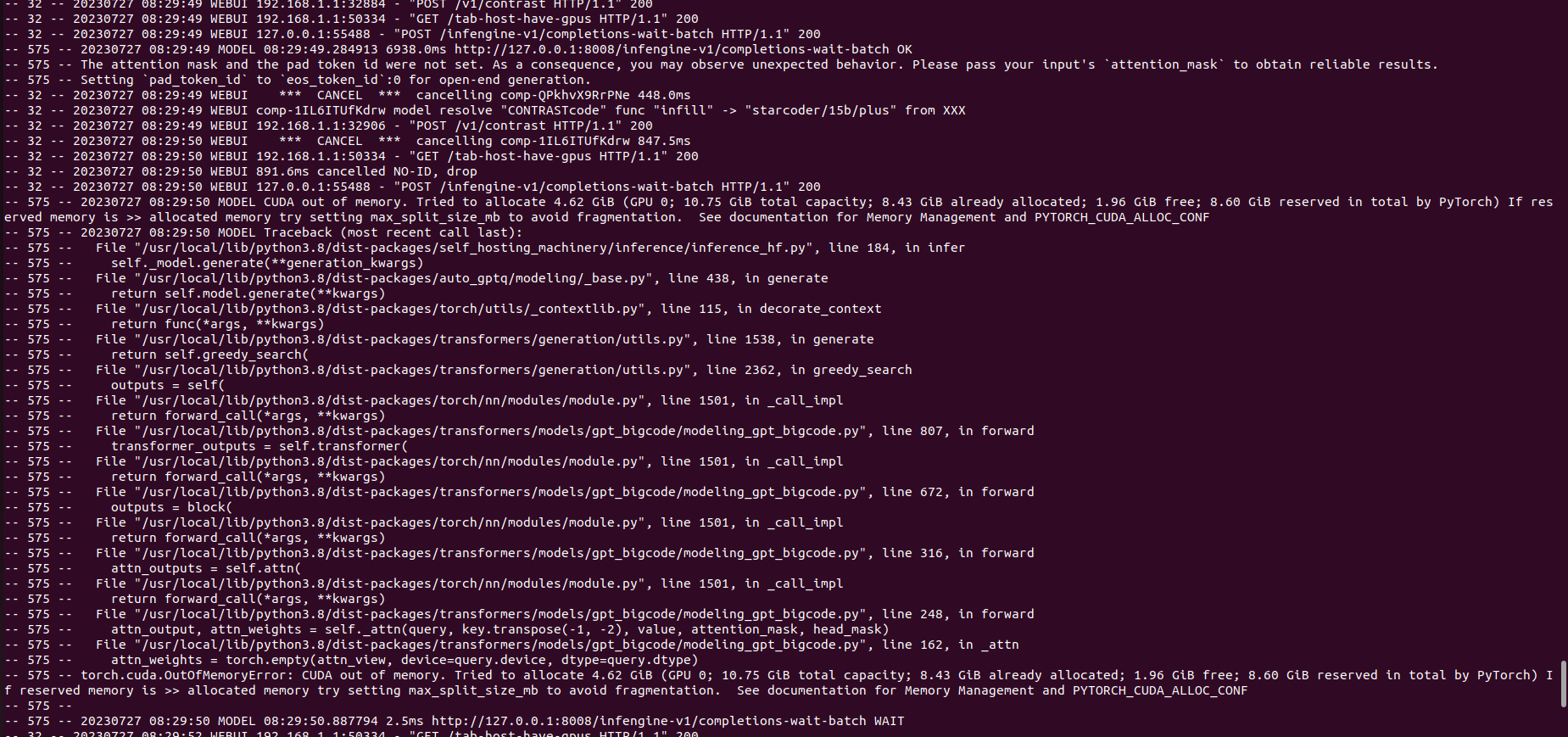 OOM issues cause auto-completion and chat response to stop · Issue #56 · smallcloudai/refact ...