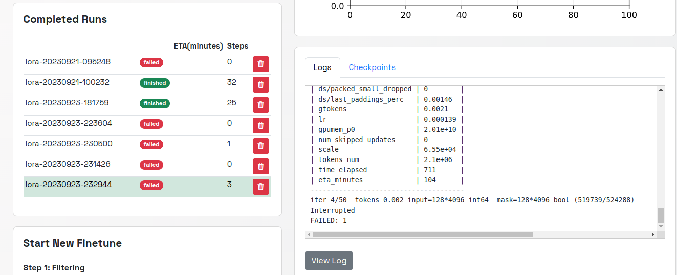 [finetune] INTERRUPTED status is not displaying · Issue #121 · smallcloudai/refact · GitHub