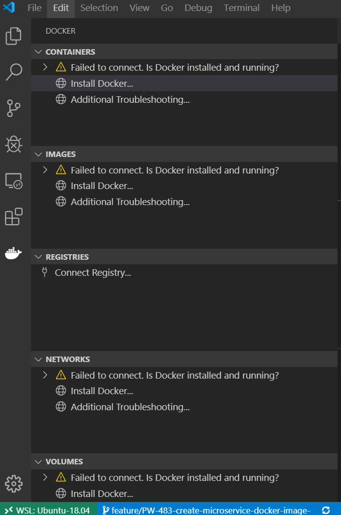Docker extension icon missing in remote VS Code Window · Issue #81031 · microsoft/vscode · GitHub