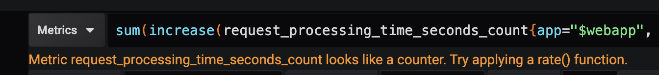 Editor Hint To Use Rate For Counters Should Allow Prometheus Increase · Issue 21938