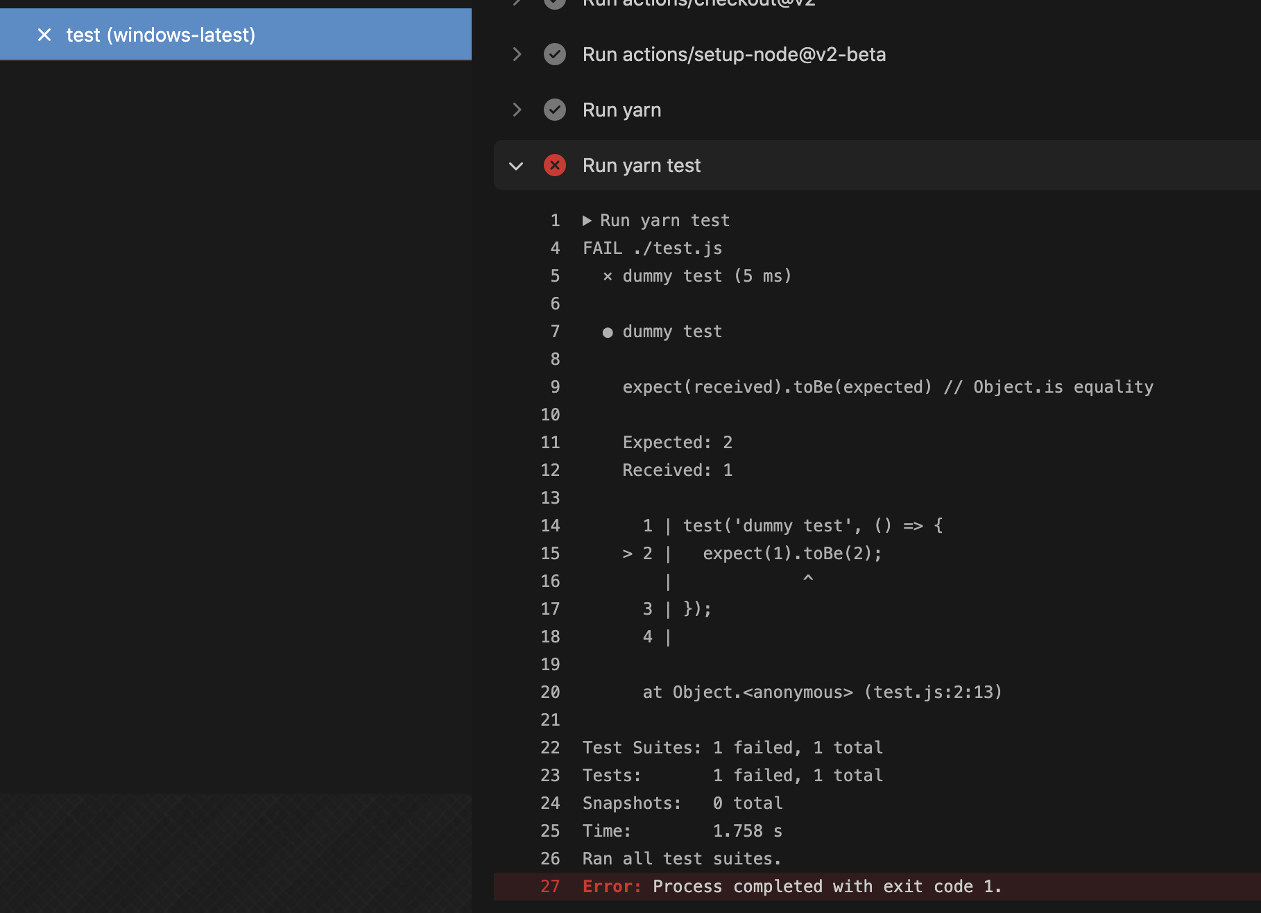 Failing Jest Tests On Windows Does Not Result In Failed Ci · Issue 1904 · Actionsrunner Images