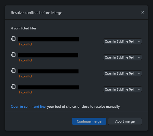 Merge dialog auto closes after conflicts are resolved · Issue #12881 · desktop/desktop · GitHub