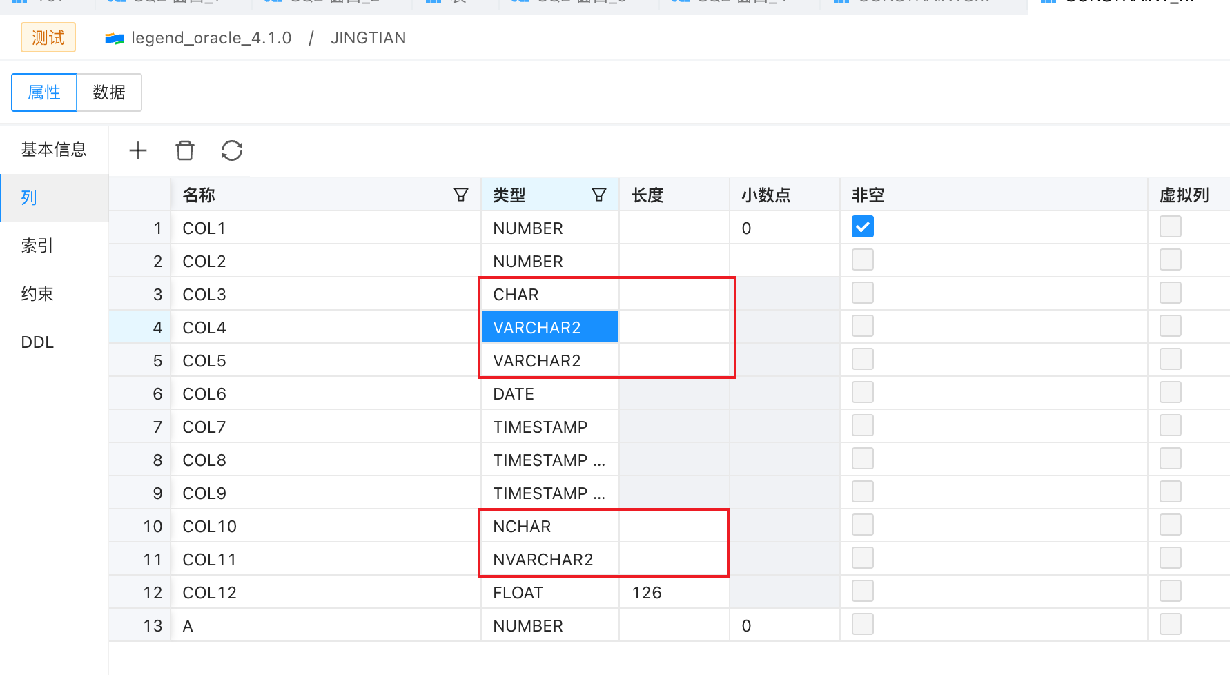 [Bug]: String data type do not show “length” when viewing the column information of a table ...