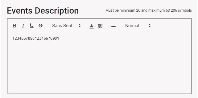 [Edit Event #3195] Minimum number of characters in Description is 21 ...