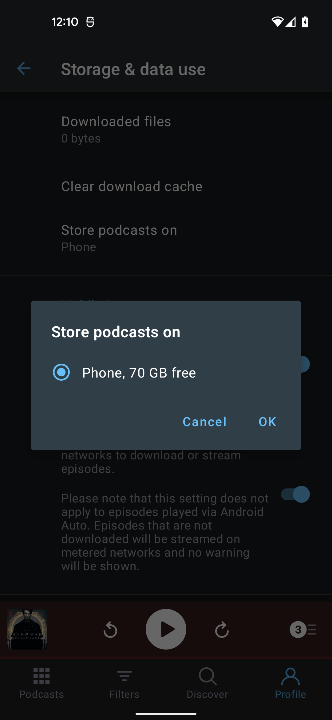 Storage and data use screen: Show podcast download location · Issue #249 · Automattic/pocket ...