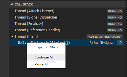 Debugging: Provide command to continue/pause all/other threads · Issue #36394 · microsoft/vscode ...