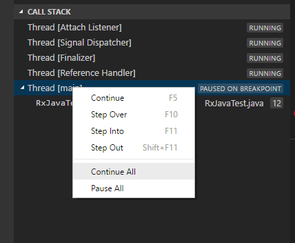 Debugging: Provide command to continue/pause all/other threads · Issue #36394 · microsoft/vscode ...