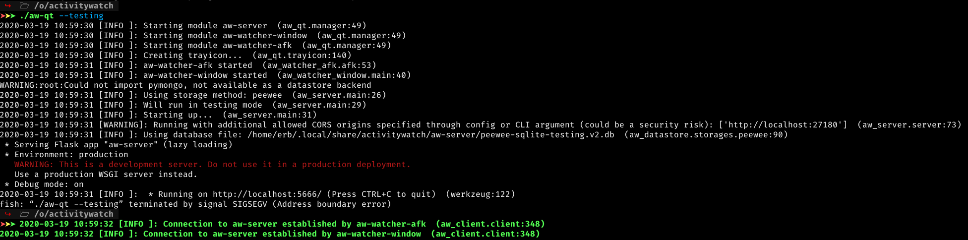 Can't start aw-qt/aw-server/etc on Linux (v0.9) · Issue #378 · ActivityWatch/activitywatch · GitHub