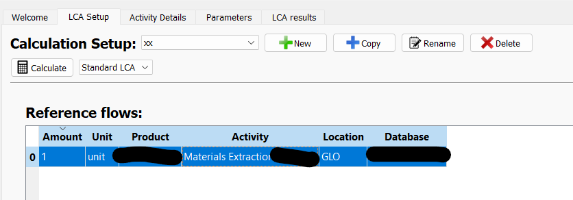 Results of the single technosphere elements of an activity · LCA ...