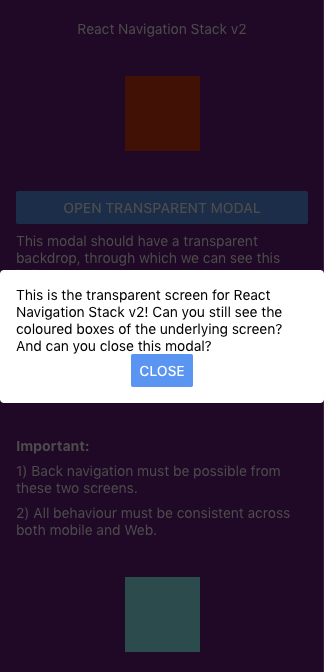 [v1.10.3] Underlying screen is not visible when using screens with a ...
