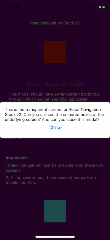 [v1.10.3] Underlying screen is not visible when using screens with a ...