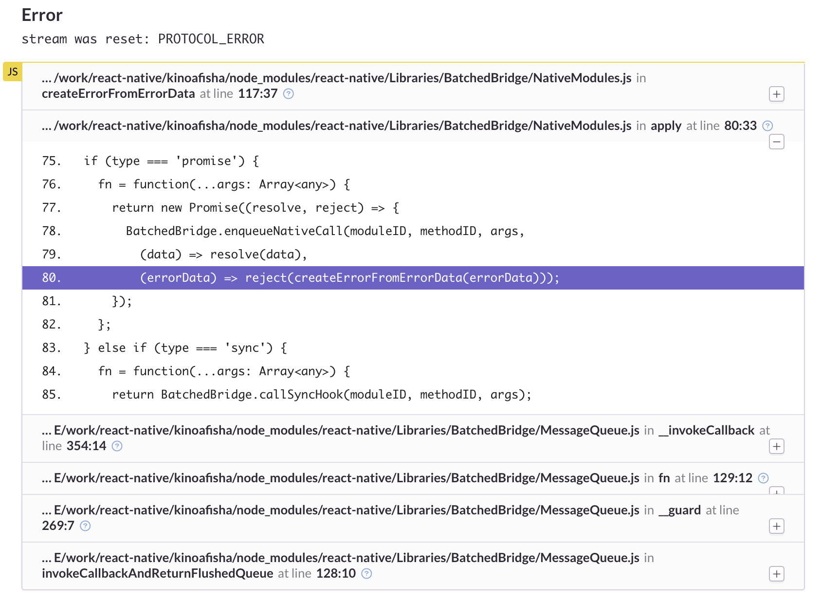 [Android] stream was reset: PROTOCOL_ERROR · Issue #16733 · facebook/react-native · GitHub