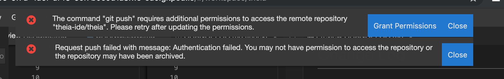 Git I Cannot Push To A Remote Theia · Issue 685 · Gitpod Iogitpod
