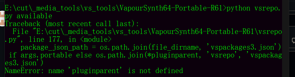 (Portable)NameError: name 'pluginparent' is not defined · Issue #944 · vapoursynth/vapoursynth ...