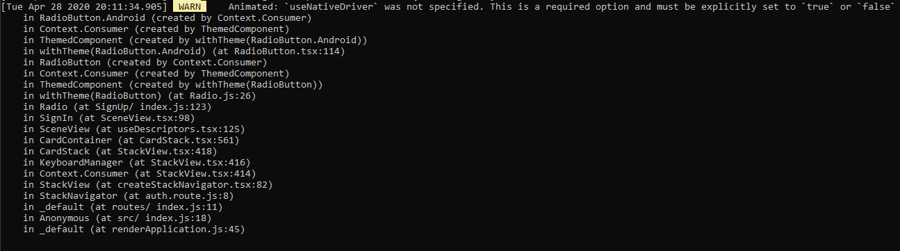 Warning Usenativedriver From Radiobutton · Issue 1870 · Callstackreact Native Paper · Github 